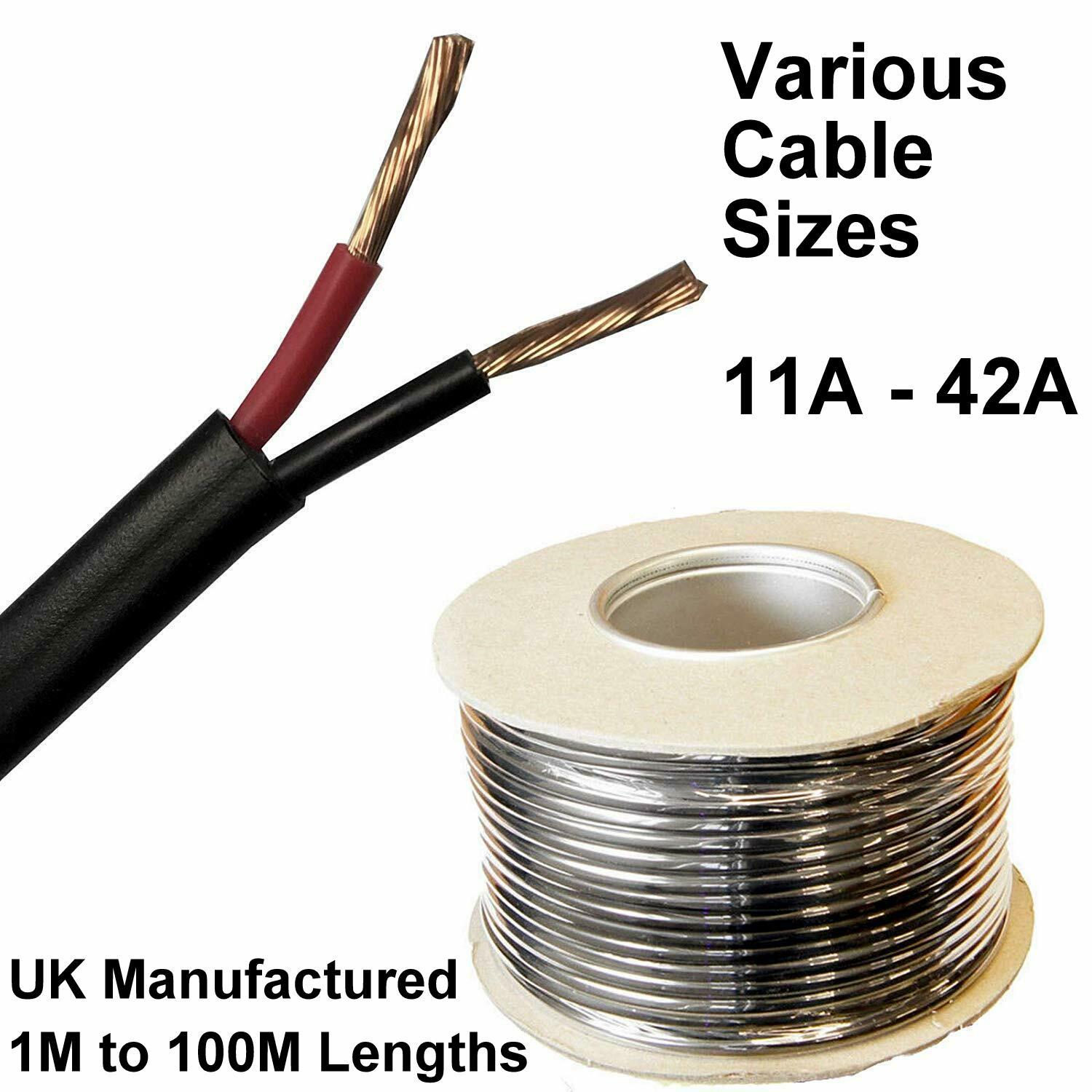 AUTOMOTIVE 12V 24V STRANDED 2 CORE CABLE TWIN THIN WALL THINWALL FLAT ...