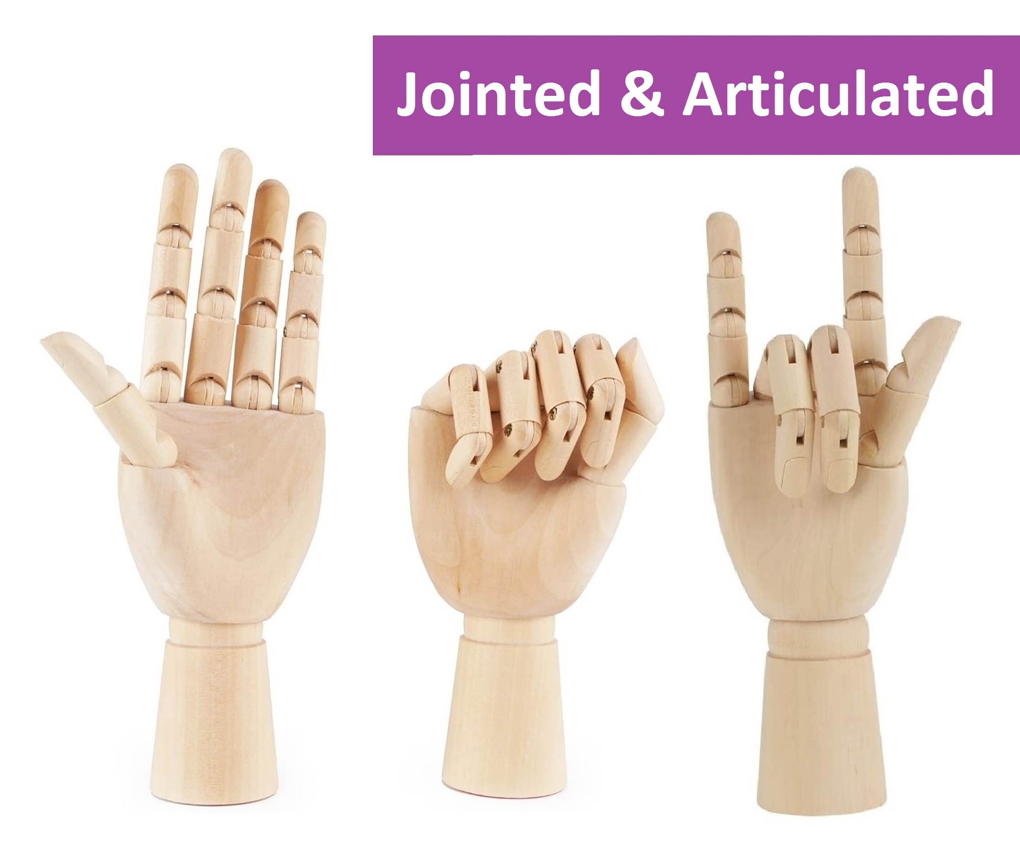 Wooden Hands Left & Right Model Wood Hands Jointed Moveable Fingers ...