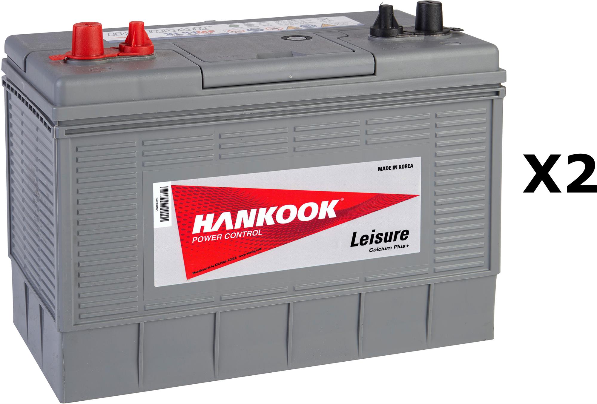 2x Hankook XL31 Leisure Batteries Dual Purpose 130Ah, Caravan, Boat ...