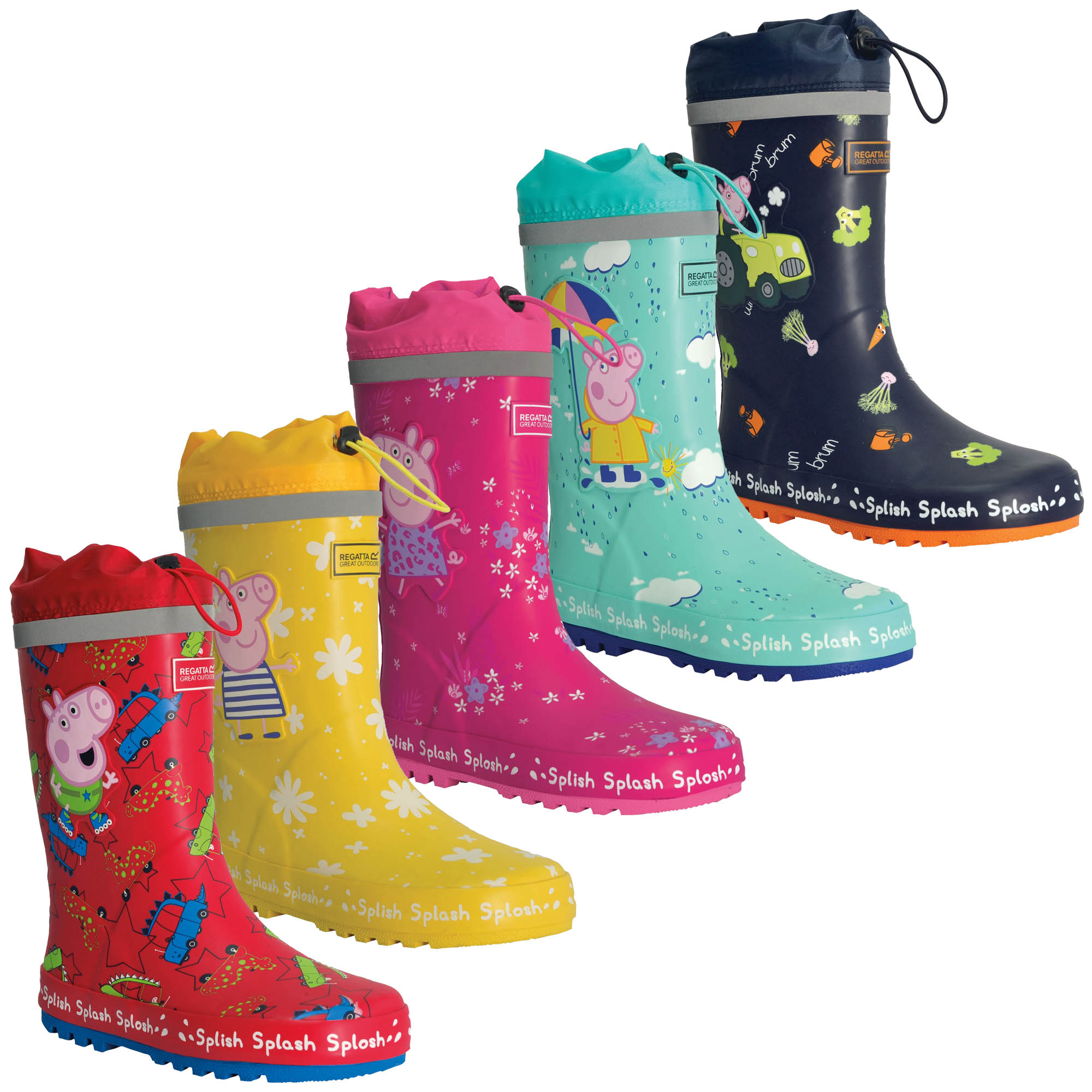 Regatta Kids Peppa Pig Splash Wellies Durable Rubber Wellington Boots ...