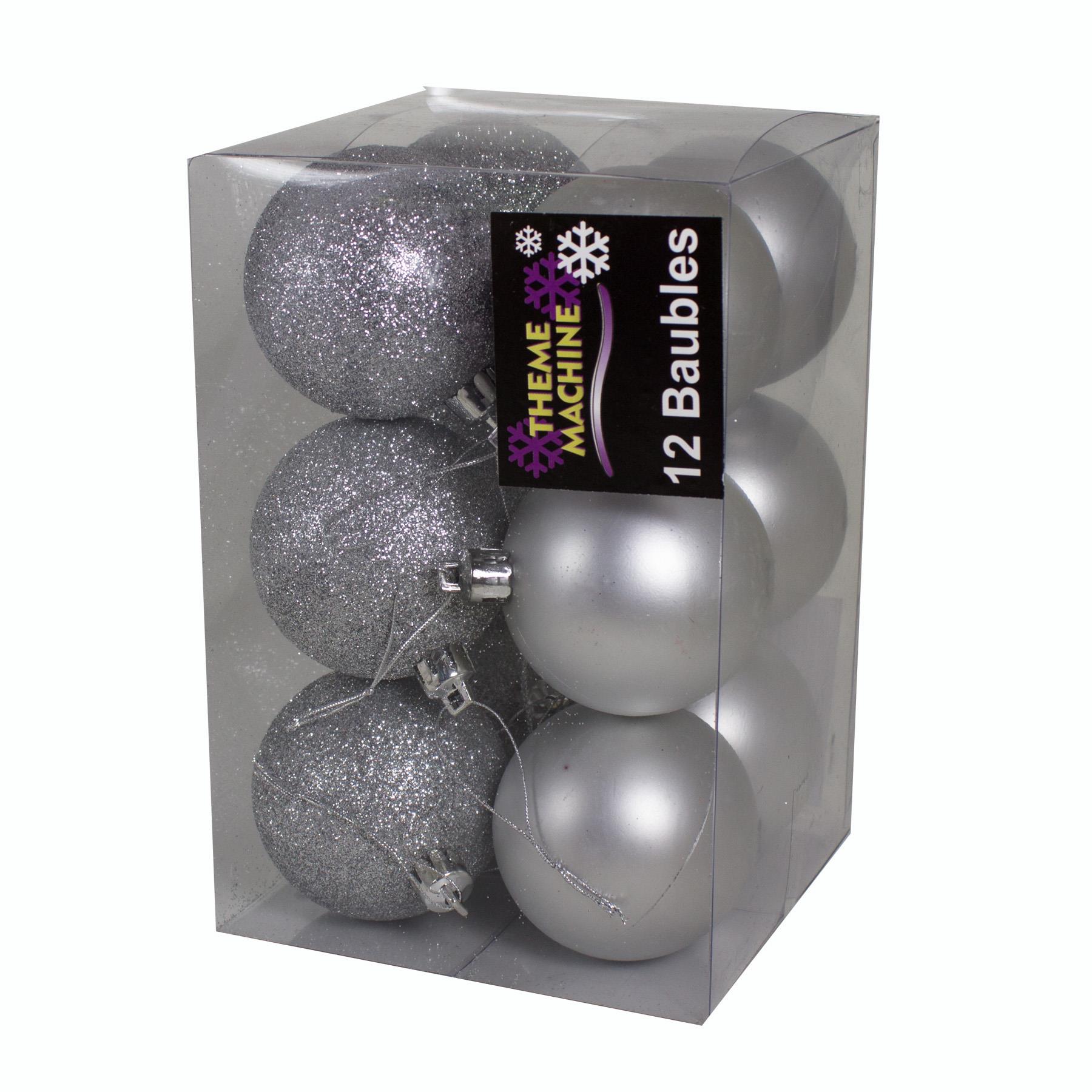 Christmas Tree Decorations Glitter / Plain Baubles Hearts Droplets Star ...