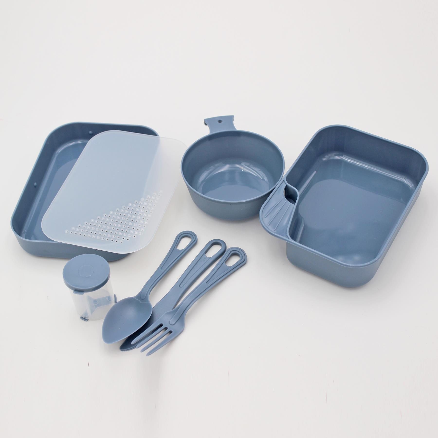 Camping Mess Tin Set With Accessories Cutlery Bowl Cup and Chopping ...