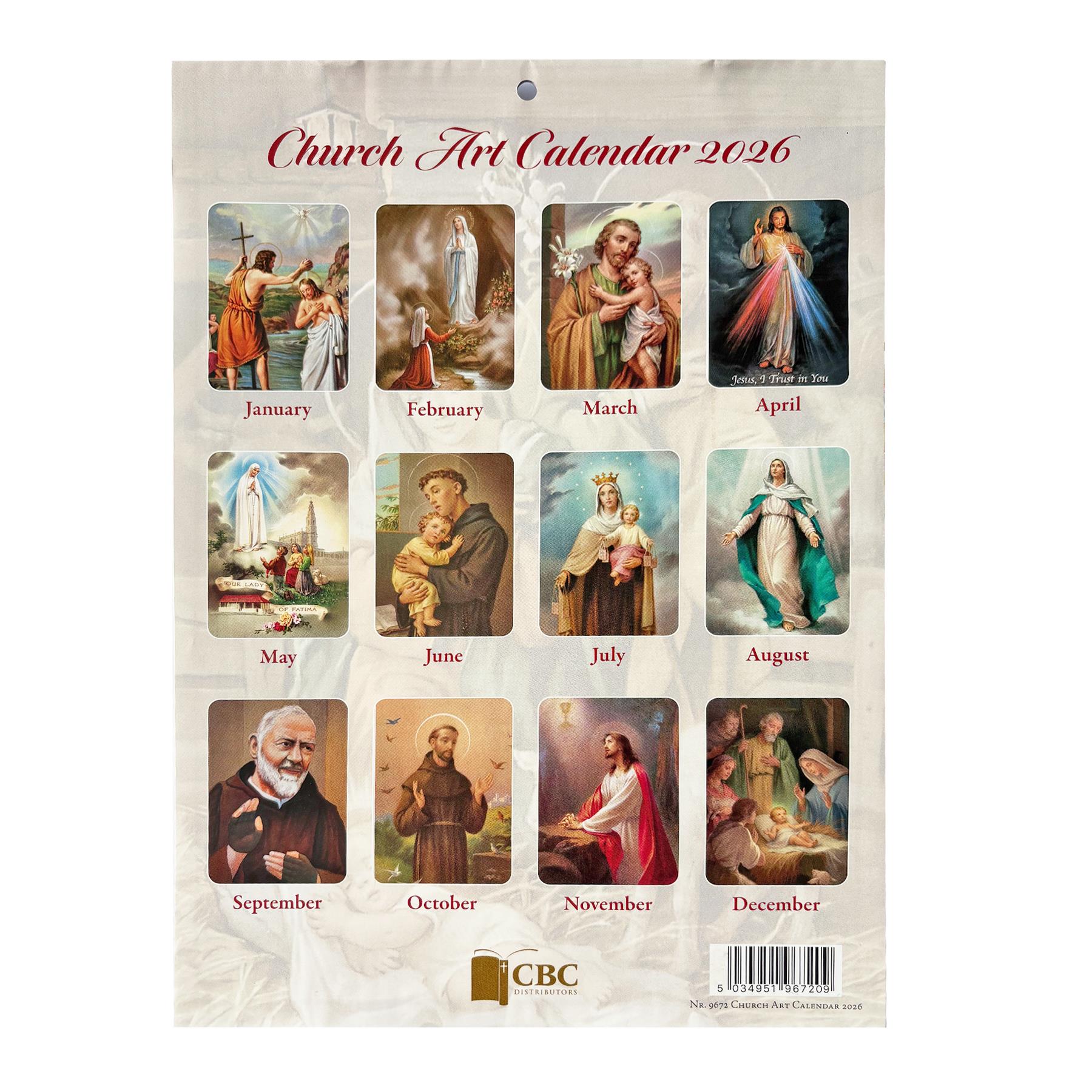 Religious Church Art Wall Calendar 2026 with Bible Verses and ...